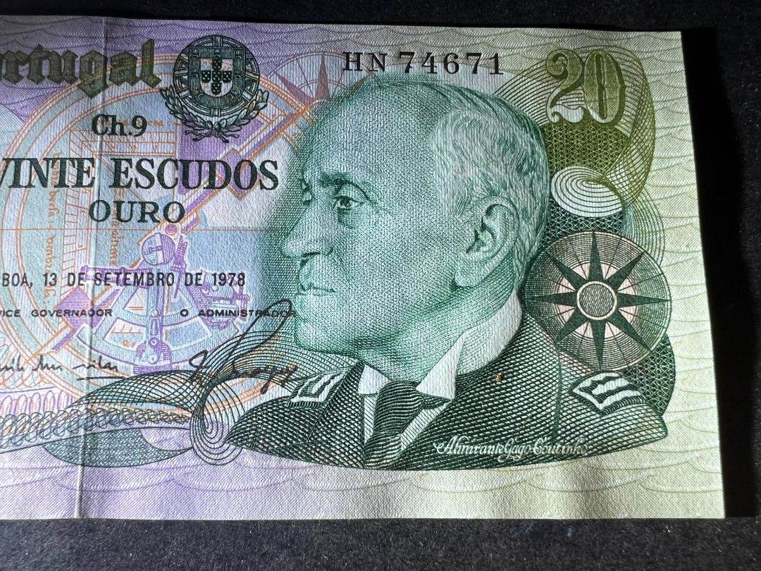 葡萄牙 Portugal 20 Escudos (1978 Admiral Gago Coutinho 9th. print Version ...
