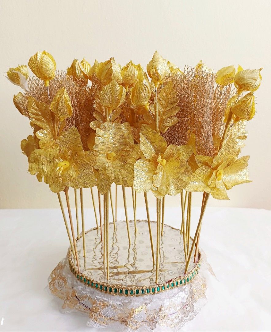 Bunga Telur/Bunga Pahar Gold Flower, Hobbies & Toys, Stationery & Craft ...