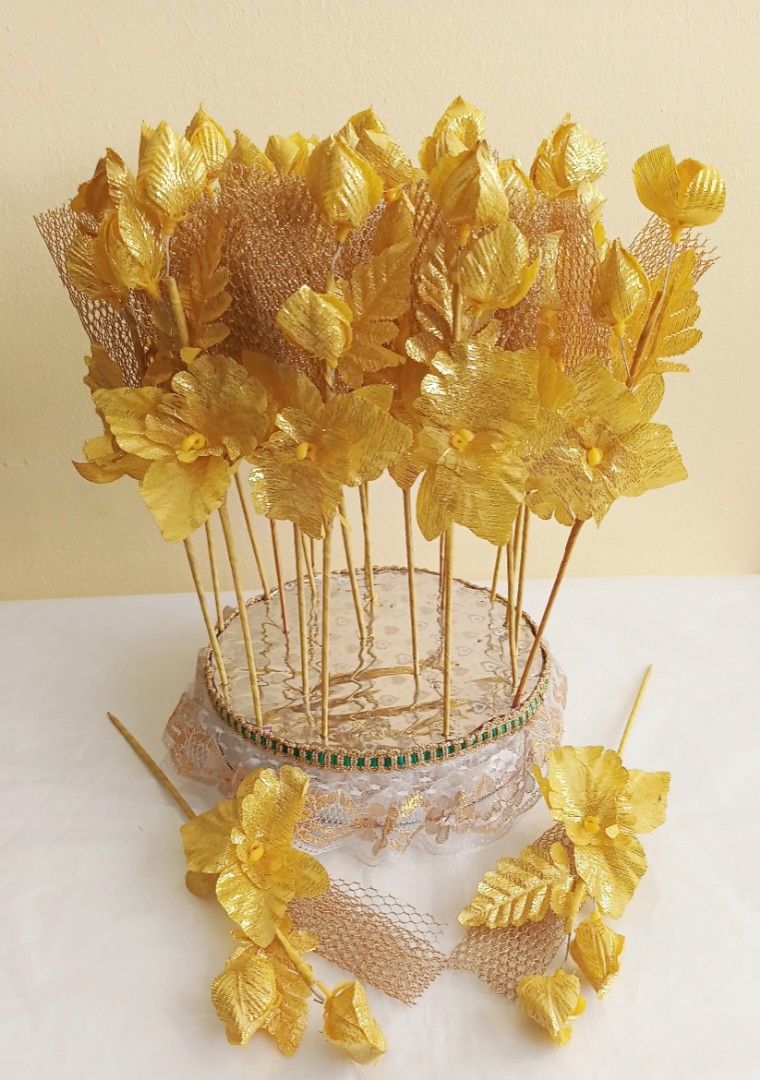 Bunga Telur/Bunga Pahar Gold Flower, Hobbies & Toys, Stationery & Craft ...
