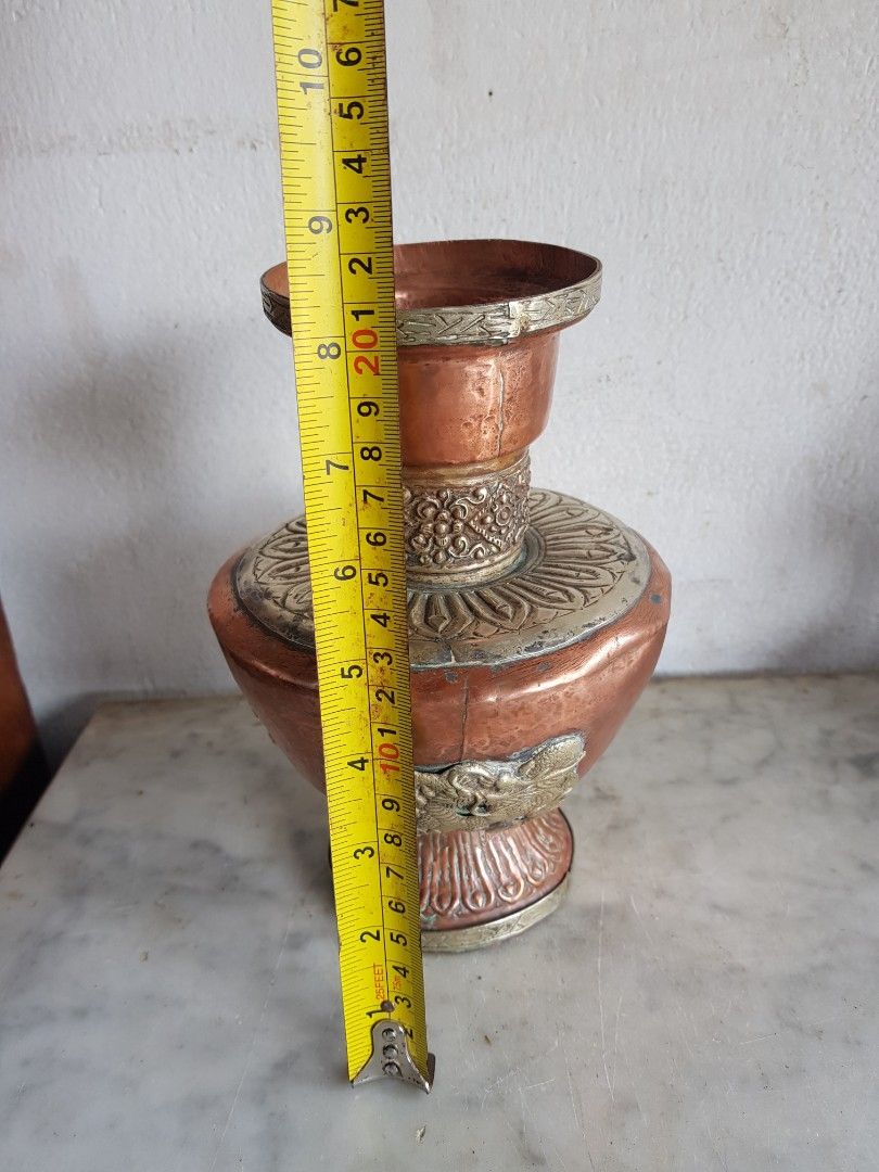 Fas bunga antik gambar naga, Antik, Pajangan di Carousell