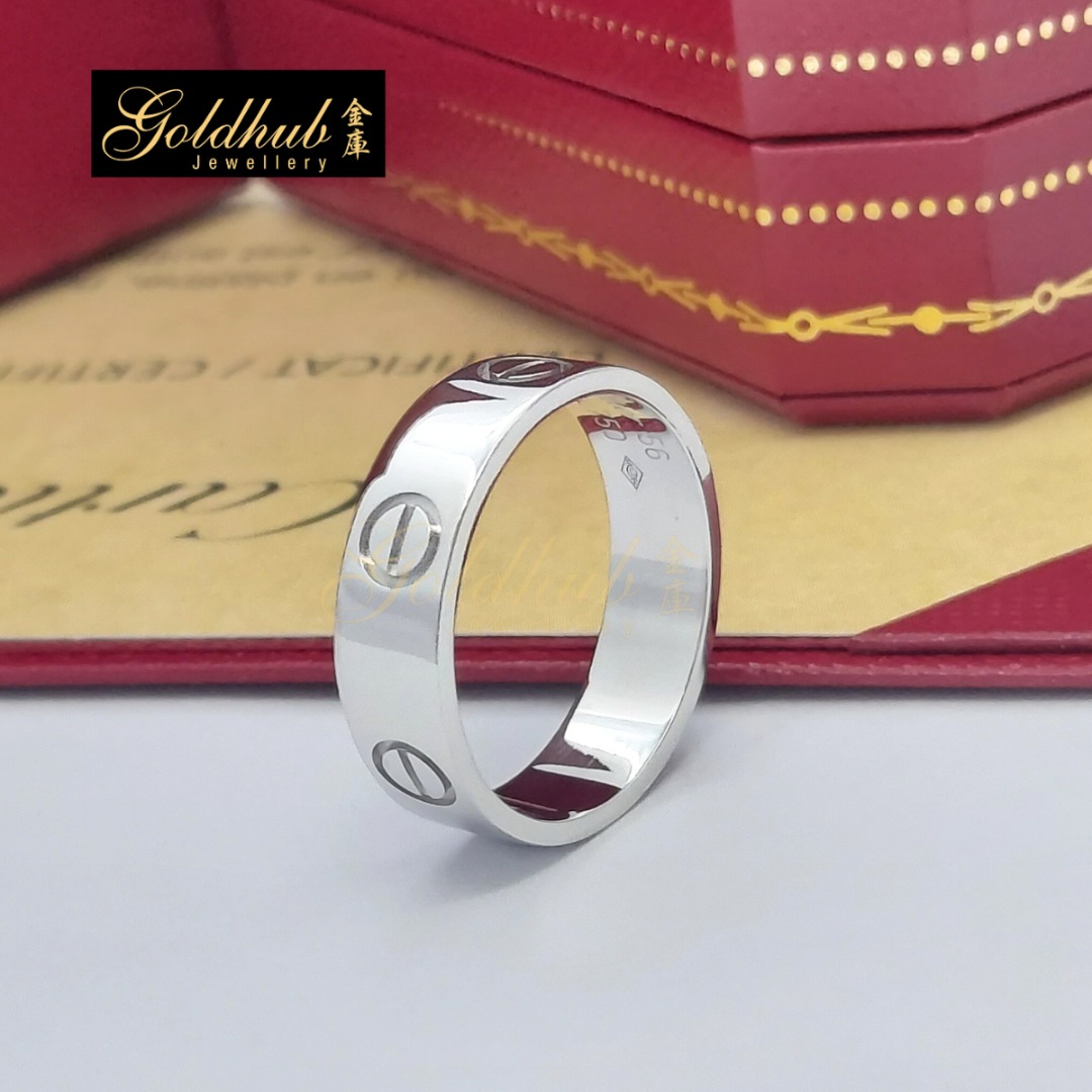 [Full Set: Size EU 56] Cartier Love Ring in 750 White Gold | With Certificate and Box #GR00600 ...