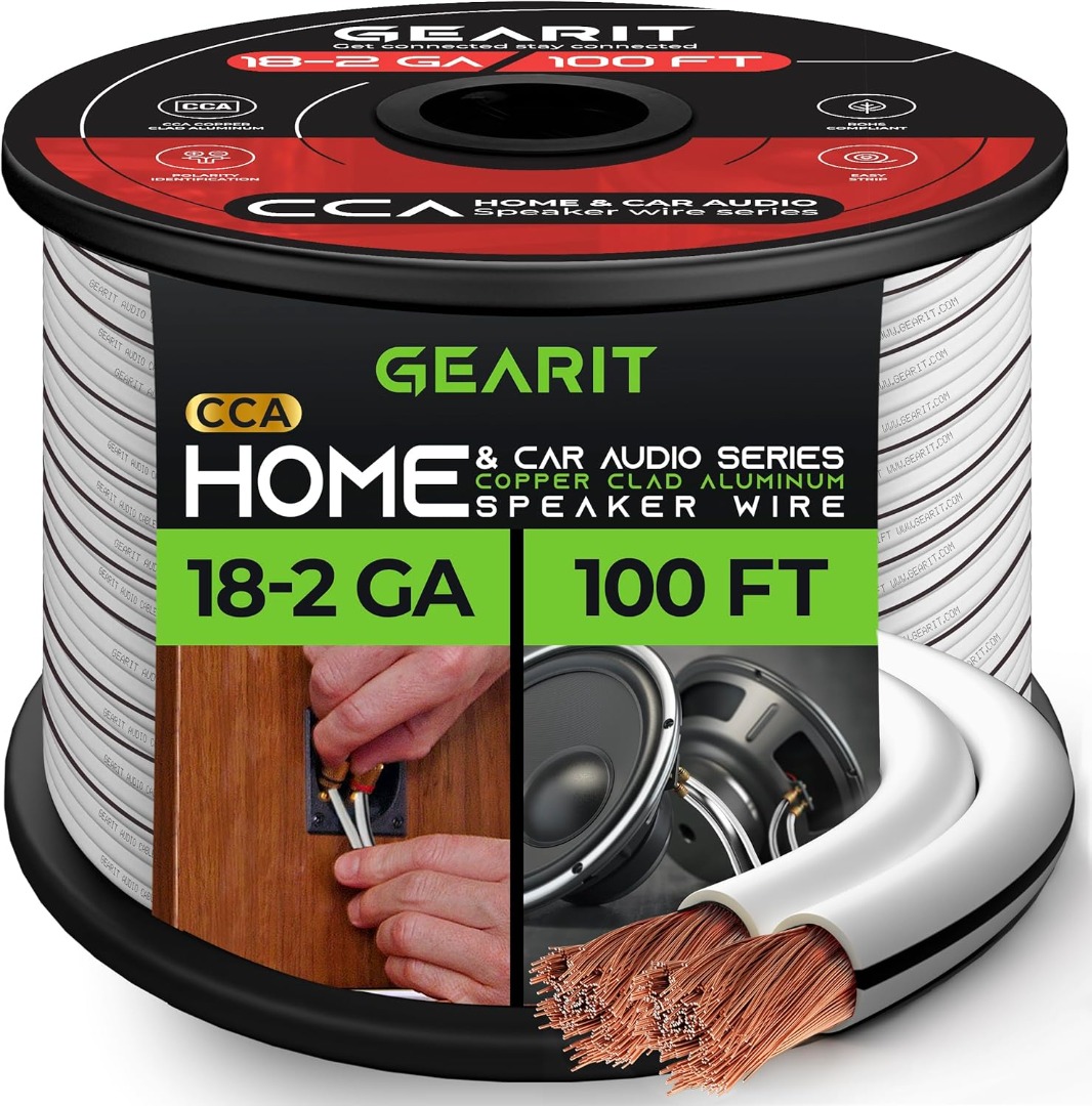 GearIT 18AWG Speaker Wire, Pro Series 18 AWG Gauge Speaker Wire Cable ...