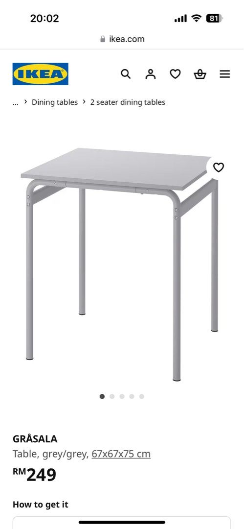 IKEA grasala table, Furniture & Home Living, Furniture, Tables & Sets ...