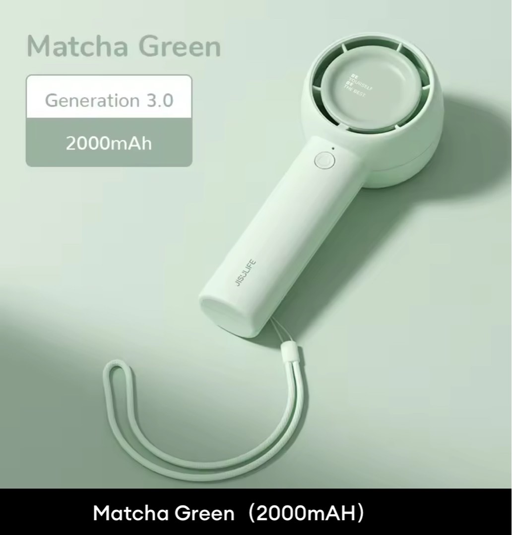 JISULIFE Matcha Green Mini Fan 2000mAh Battery Protable Handheld Fans ...