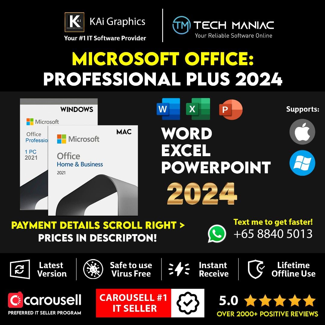 Latest 2024 Microsoft Office Professional Plus 2024 / Home & Business ...