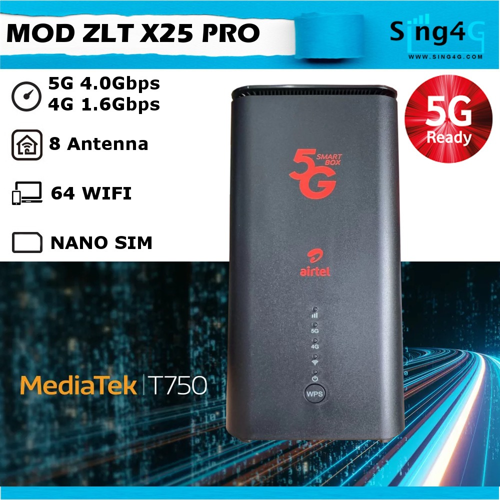 (Modified) ZLT X25 PRO Airtel 5G Router (4Gbps 64WIFI 2LAN)5G HIGH SPEED ROUTER WIFI 6 AX1800 ...