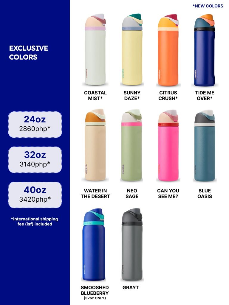 NEW Owala Freesip Colors (Coastal Mist, Sunny Daze, Citrus Crush ...