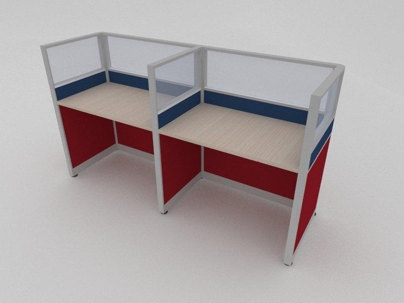 office cubicle 2 seater fabric with glass office partition and ...