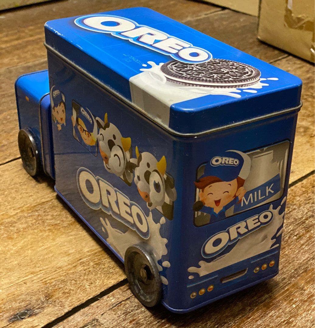 OREO Blue Canister Tin School Bus, Hobbies & Toys, Stationery & Craft ...