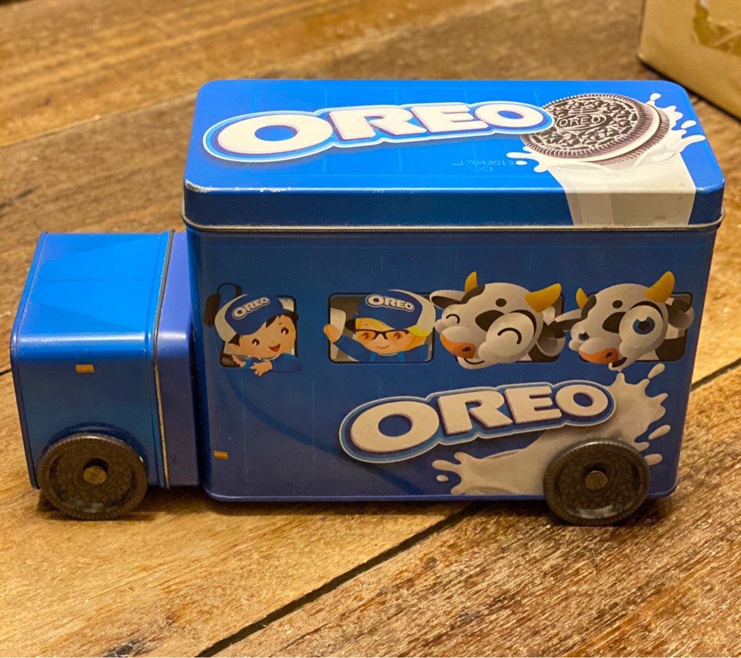 OREO Blue Canister Tin School Bus, Hobbies & Toys, Stationery & Craft ...