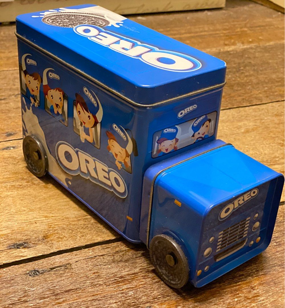 OREO Blue Canister Tin School Bus, Hobbies & Toys, Stationery & Craft ...