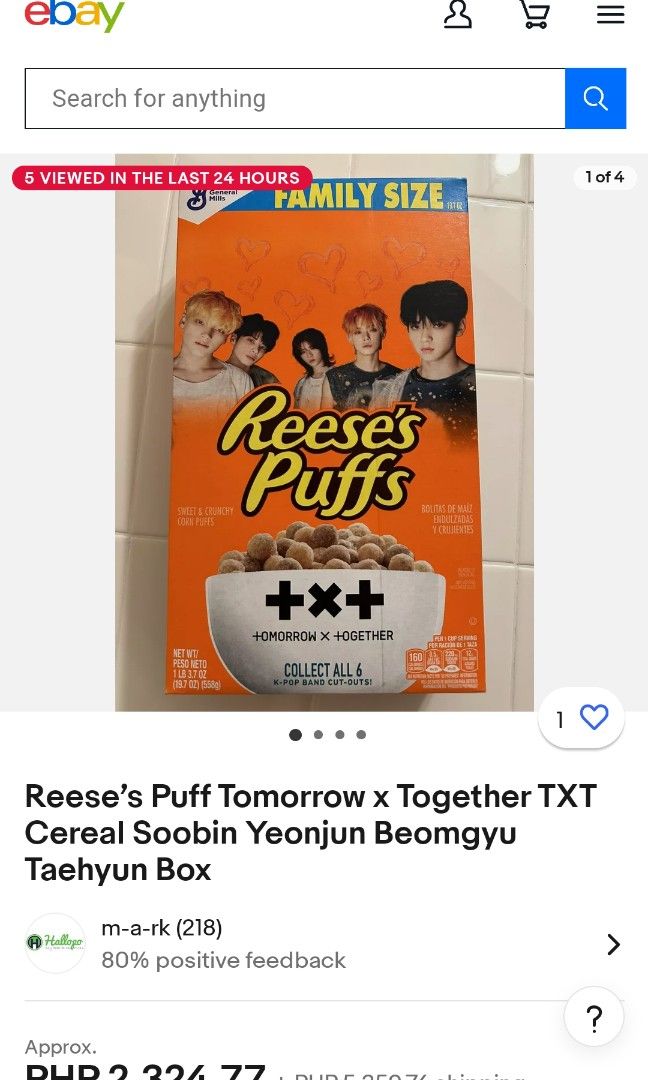 Reese's Puffs Family Size Cereal Tomorrow x Together TXT Cereal Soobin ...