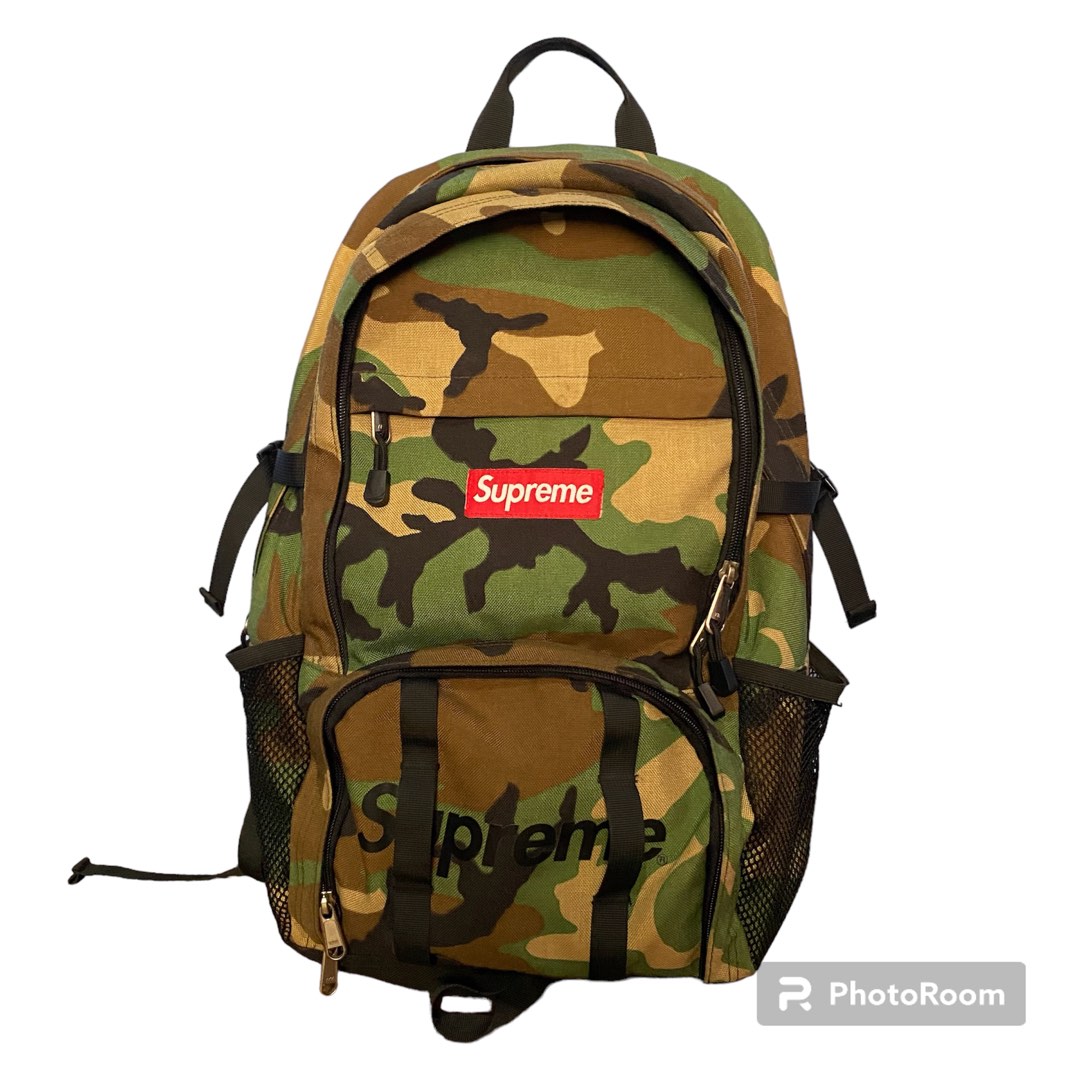 SUPREME SS15 CAMO BACKPACK W/HOOD, Men's Fashion, Bags, Backpacks on Carousell