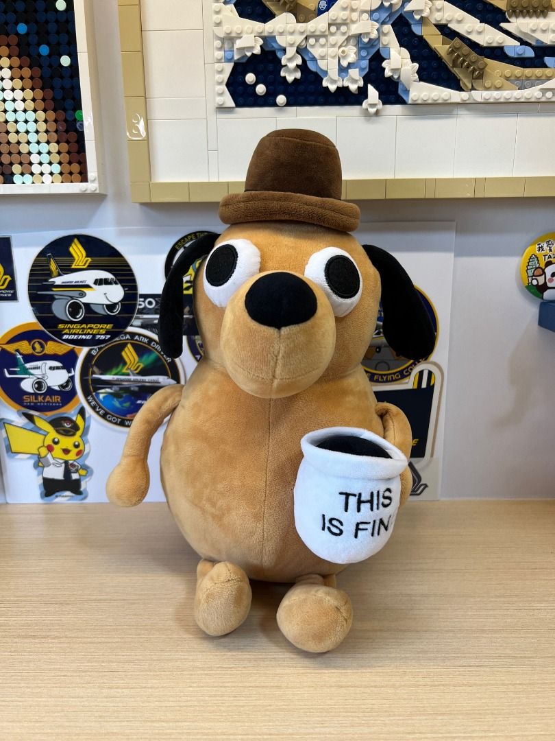 This Is Fine Dog Meme Plush, Hobbies & Toys, Toys & Games on Carousell