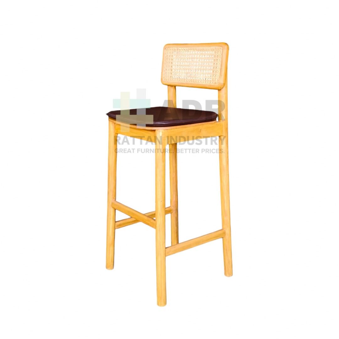 WOOD AND RATTAN BAR CHAIR / HIGH CHAIR, Furniture & Home Living ...