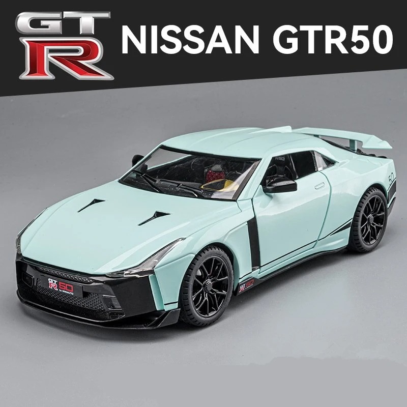 1:24 nissan GTR 50-Green Alloy Sports Car Model Diecasts Metal Toy Race Car Model Sound and ...