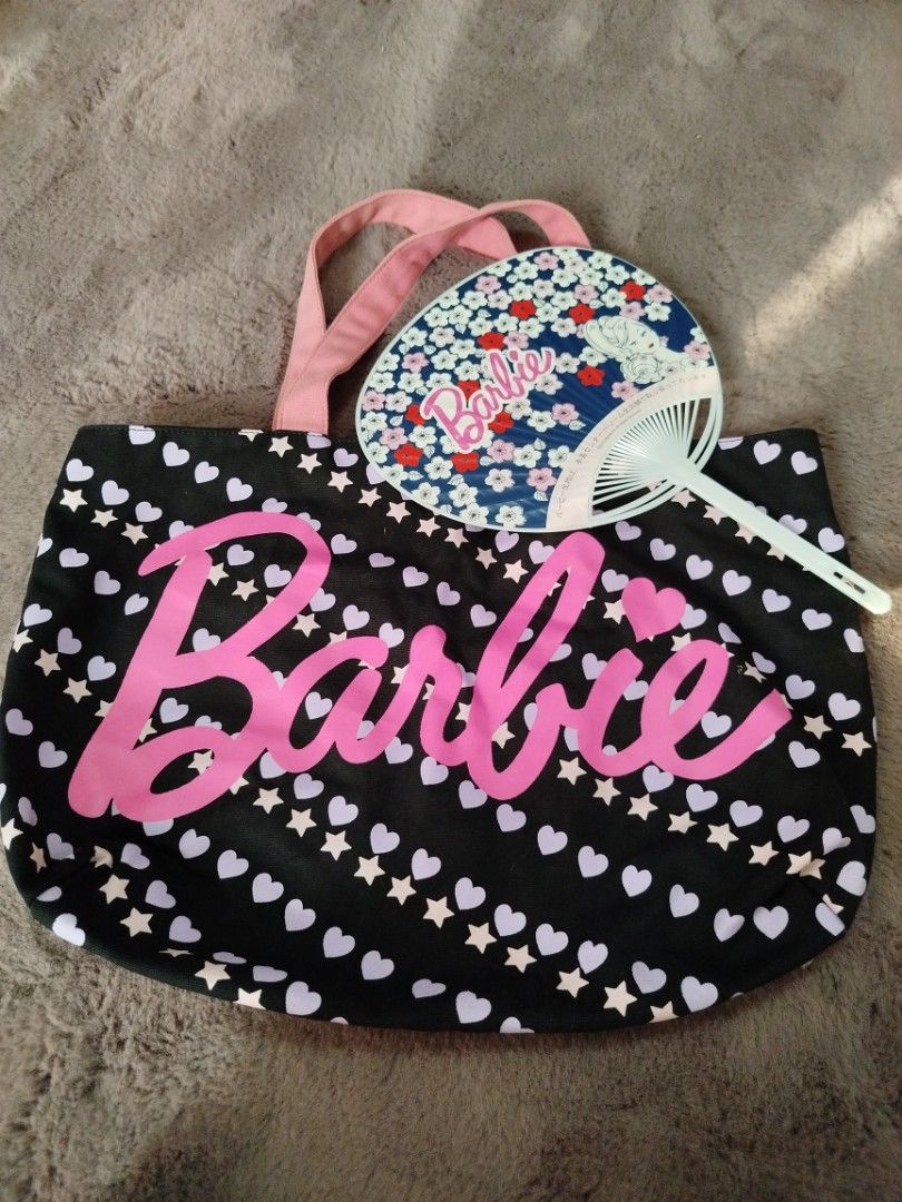 Barbie Tote & Barbie Hand Fan, Women's Fashion, Bags & Wallets, Tote ...