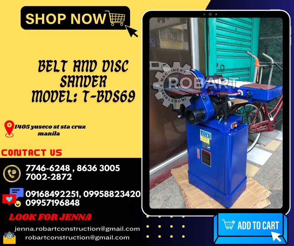 belt and disc sander model: T-BDS69, Commercial & Industrial, Construction Tools & Equipment on ...