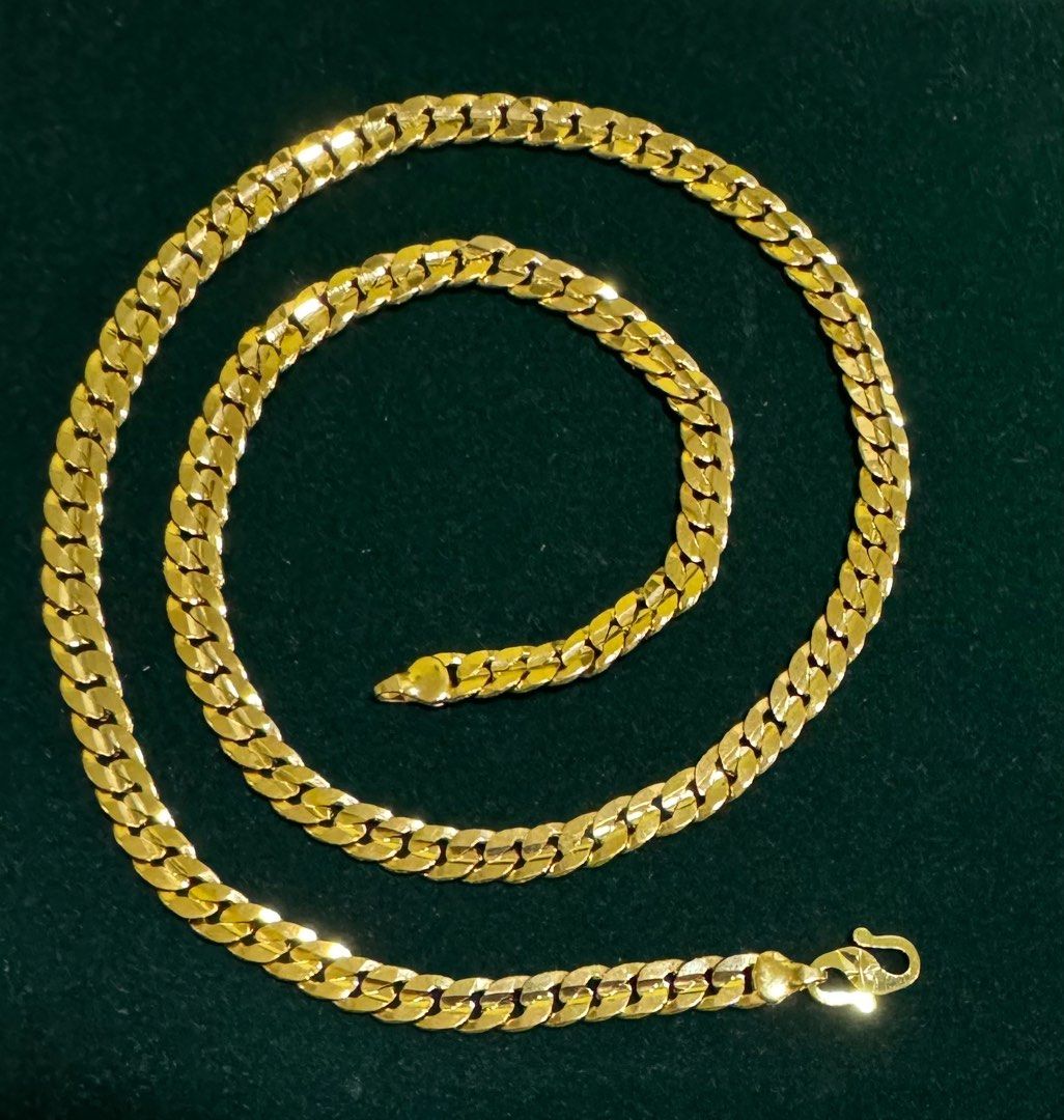 Chain Solid Flat cuban design Bangkok Gold Plated Chain with Stamped ...