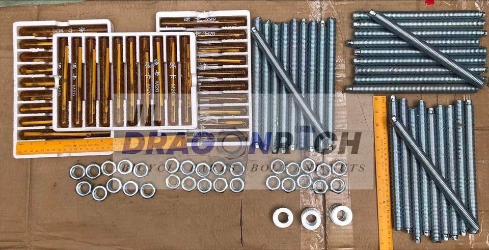 Chemical Anchor / Anchoring Bolt Complete Set w/ test tube glass epoxy ...