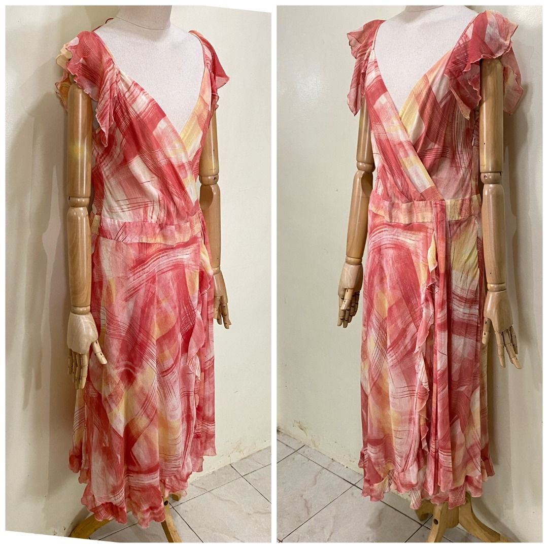 CL242 - Sandra Angelozzi Semi-sheer Flowy Fabric Abstract Print Wrap ...
