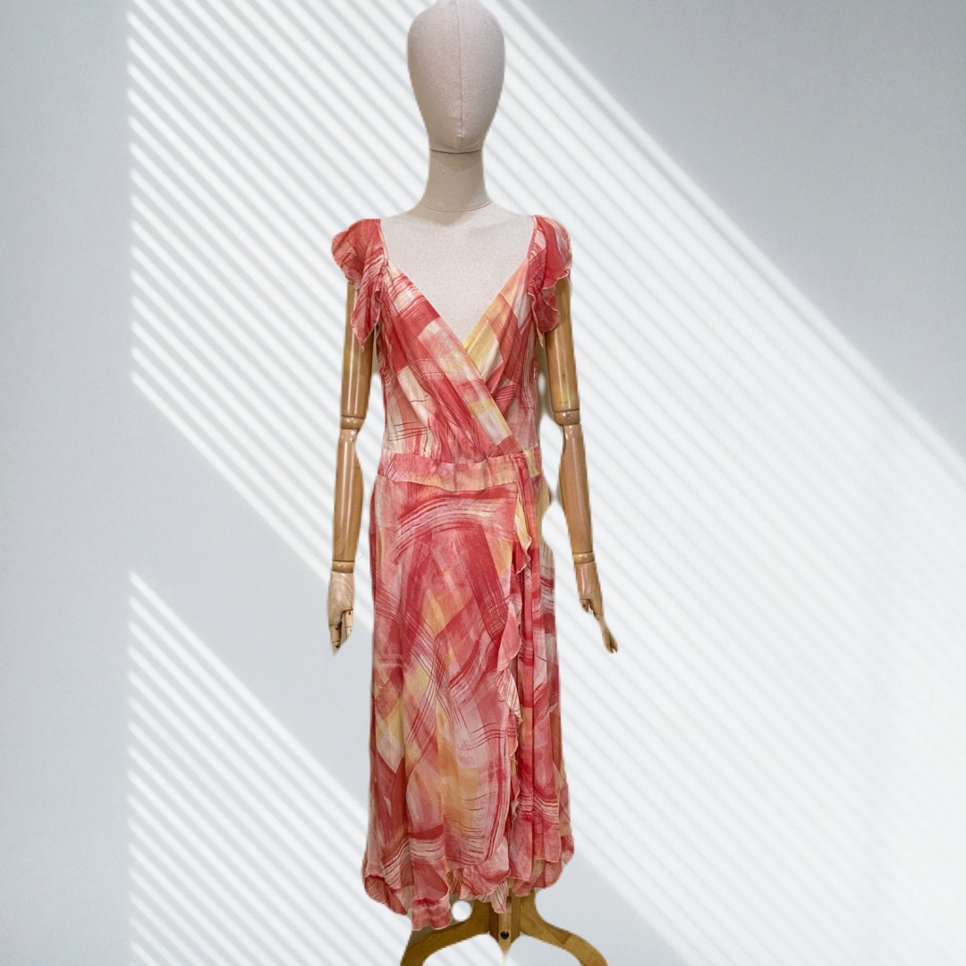 CL242 - Sandra Angelozzi Semi-sheer Flowy Fabric Abstract Print Wrap ...