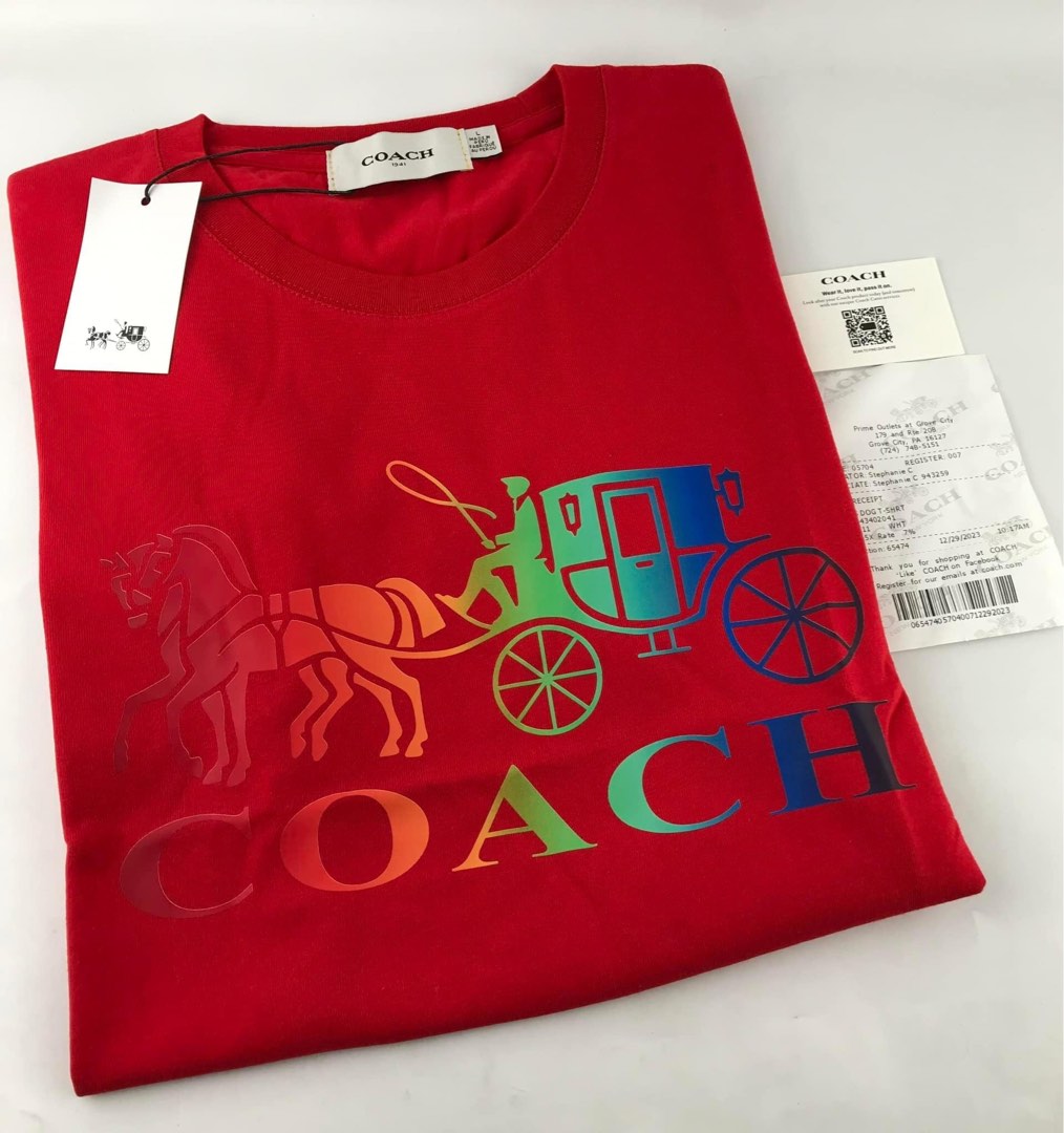 Coach Tshirt Red, Women's Fashion, Tops, Shirts on Carousell