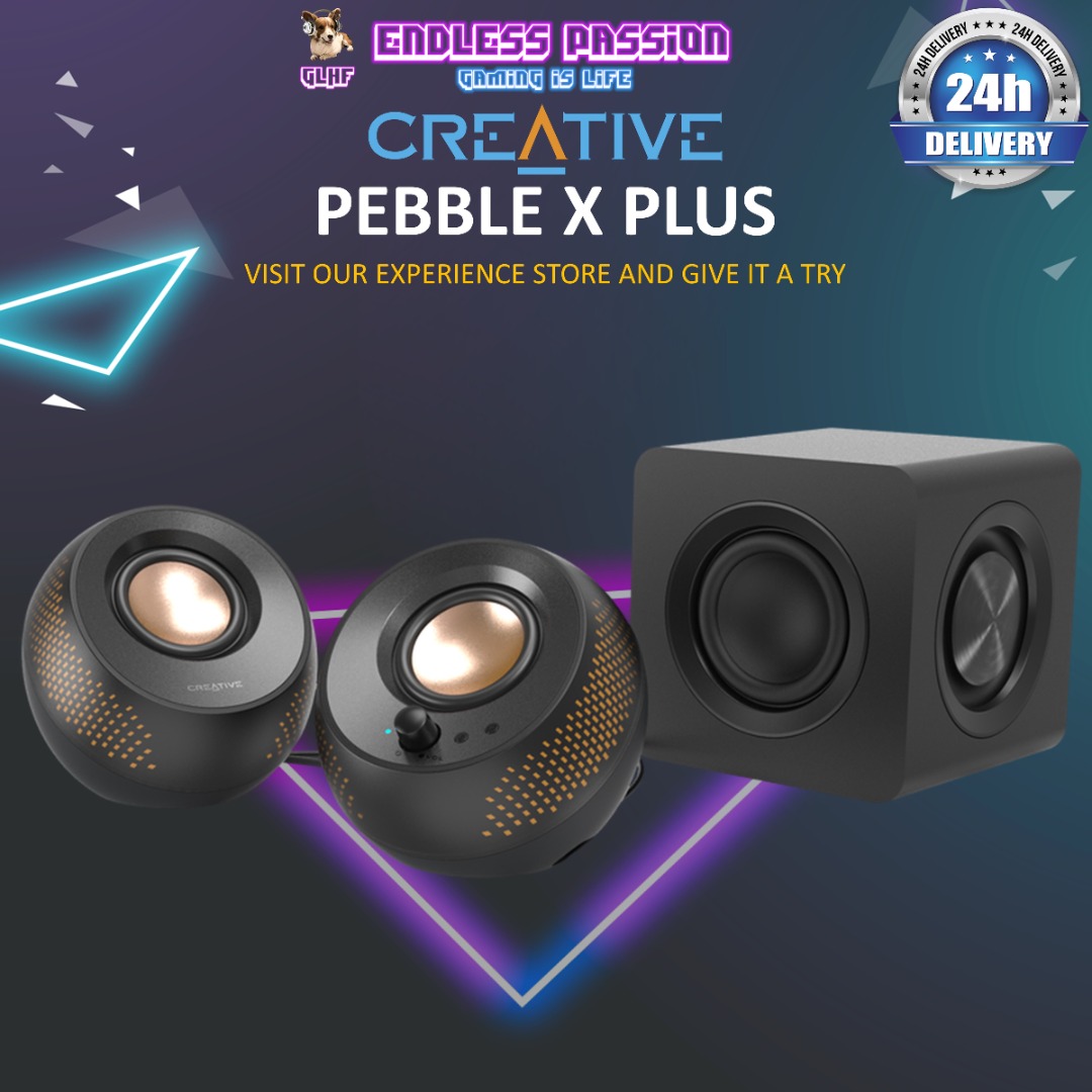 Creative Pebble X Plus 2.1 USB-C RGB Computer Speakers with Subwoofer ...
