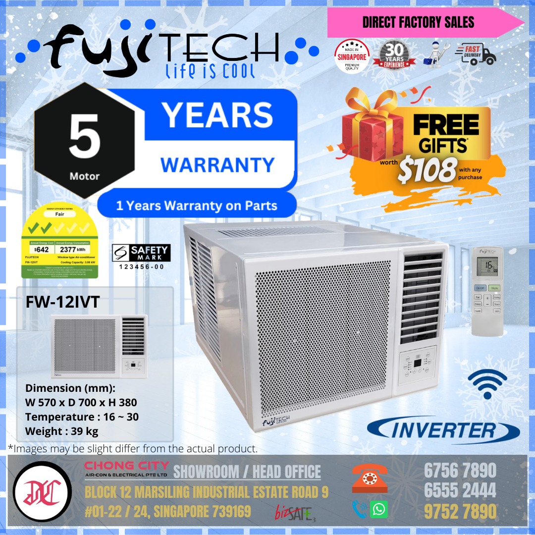 FUJITECH Window unit [12k] [INVERTER] [WIFI] [New], TV & Home ...
