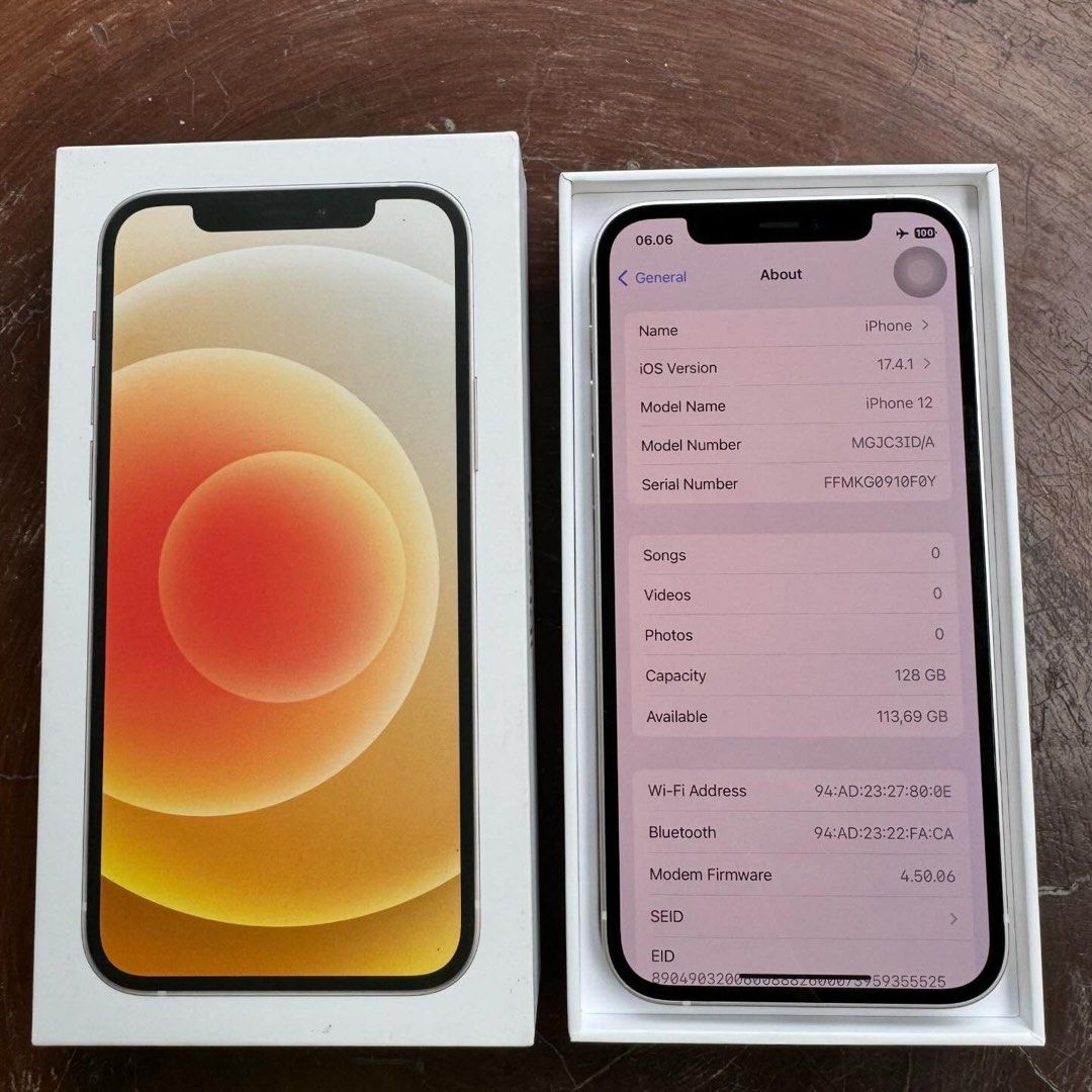 iPhone 12 128GB White Digimap ID/A Garansi Sampai 25-12-2024, Telepon ...
