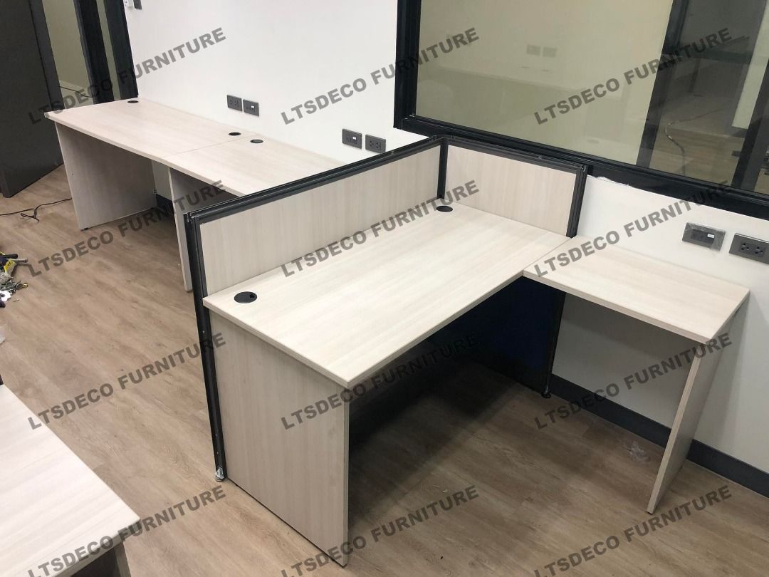 L-SHAPE WORKSTATION WITH STAND OFFICE PARTITION, Furniture & Home ...