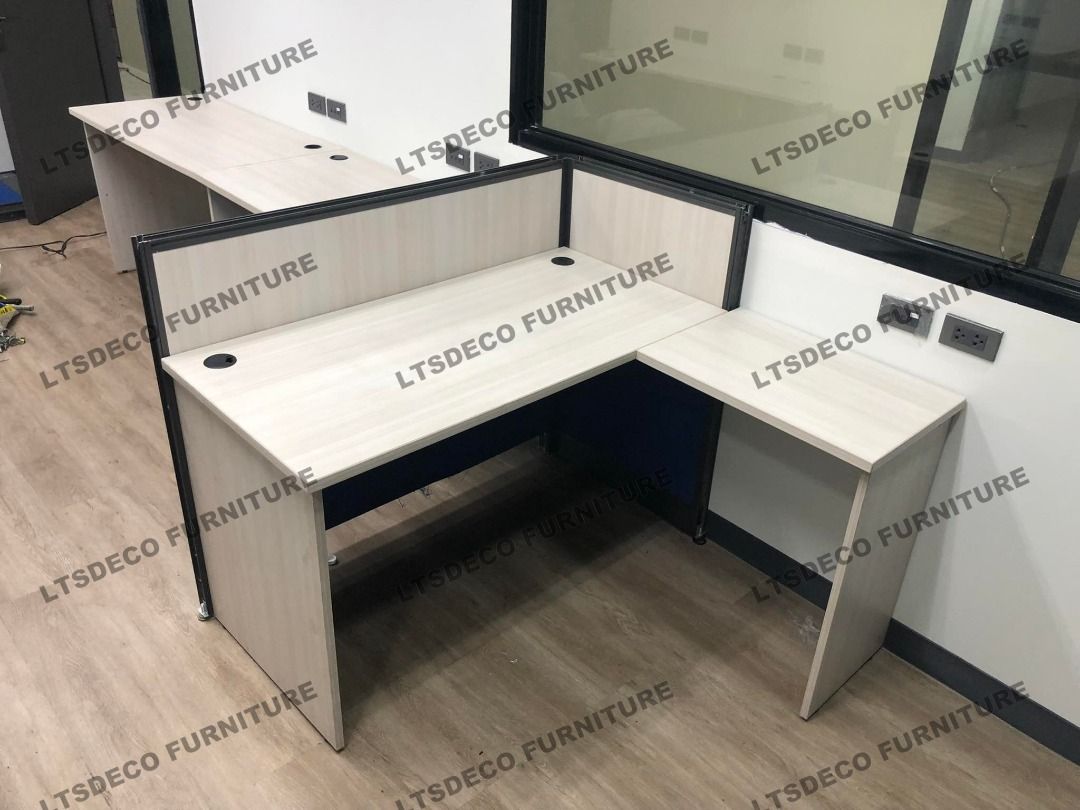 L-SHAPE WORKSTATION WITH STAND OFFICE PARTITION, Furniture & Home ...