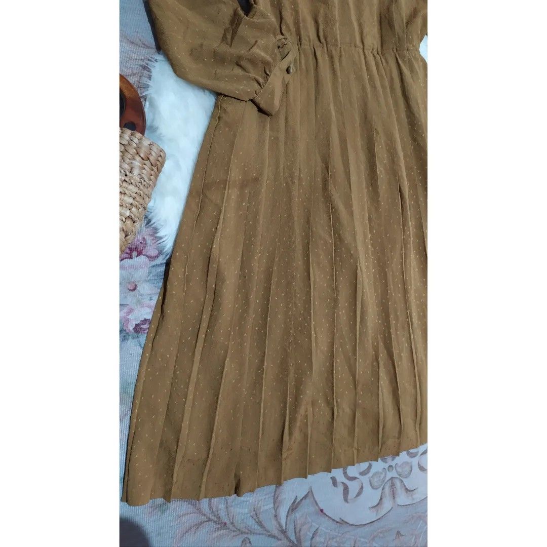 Midi dress simpel simple elegan klasik retro vintage jadul kuning ...