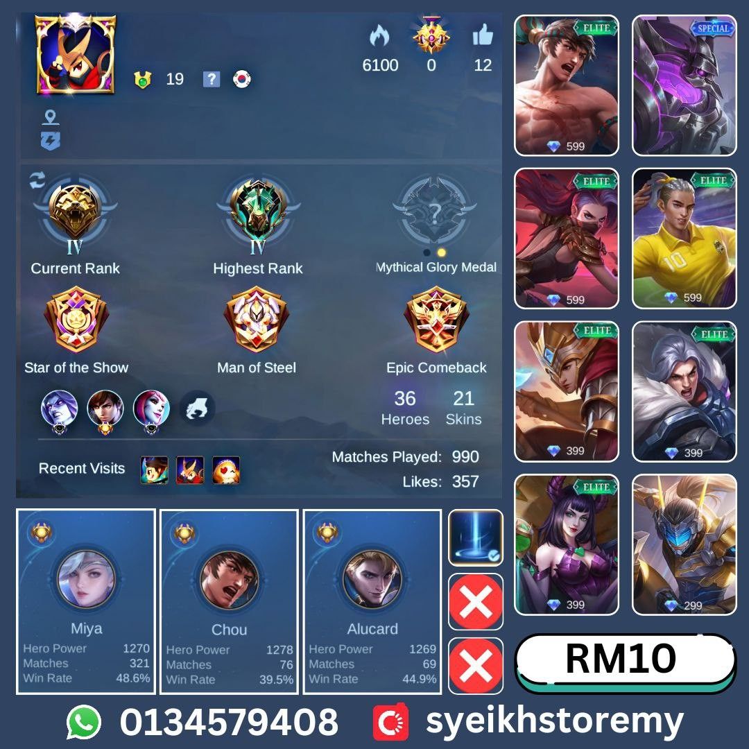 MLBB ACCOUNT, Video Gaming, Video Games, Nintendo on Carousell