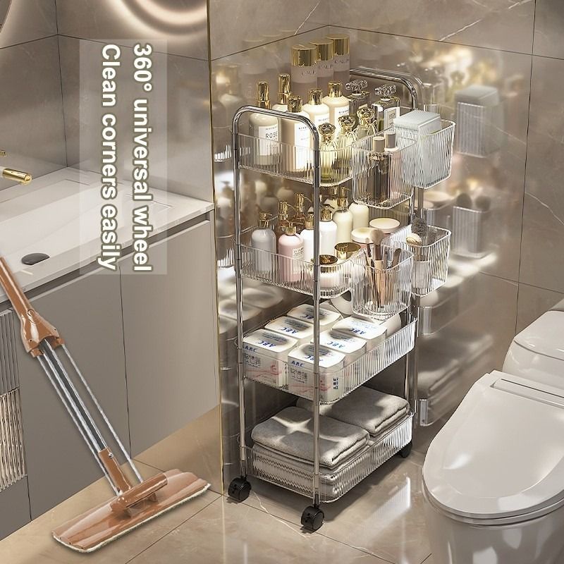 Multipurpose Transparent Acrylic Trolley Cosmetics Bedroom Bookshelf ...