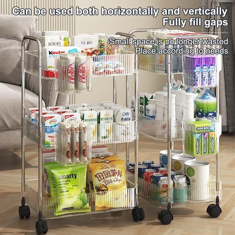 Multipurpose Transparent Acrylic Trolley Cosmetics Bedroom Bookshelf ...