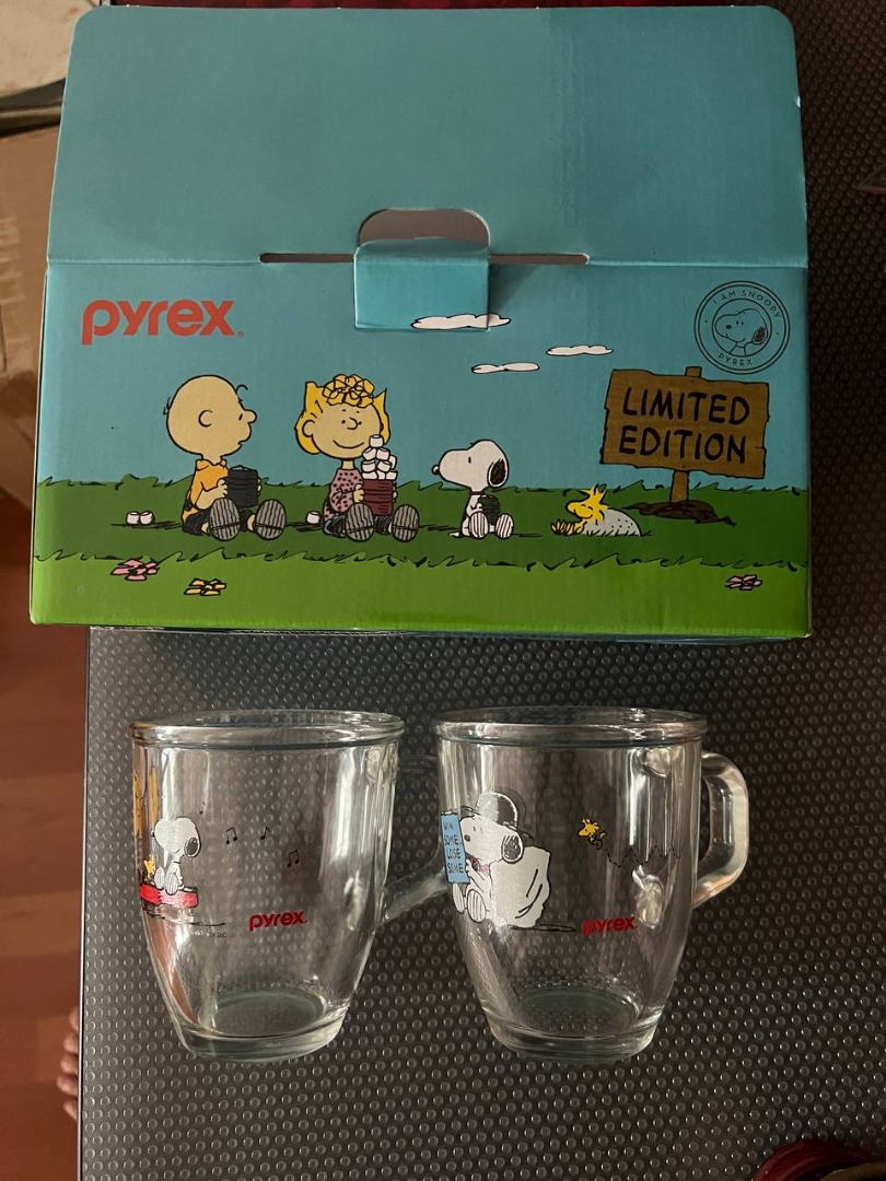 Peanuts X Pyrex cups, Made in Korea, Furniture & Home Living ...