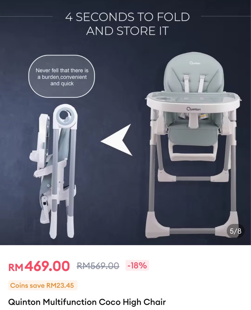 Quinton Multifunction Coco High Chair, Babies & Kids, Nursing & Feeding ...