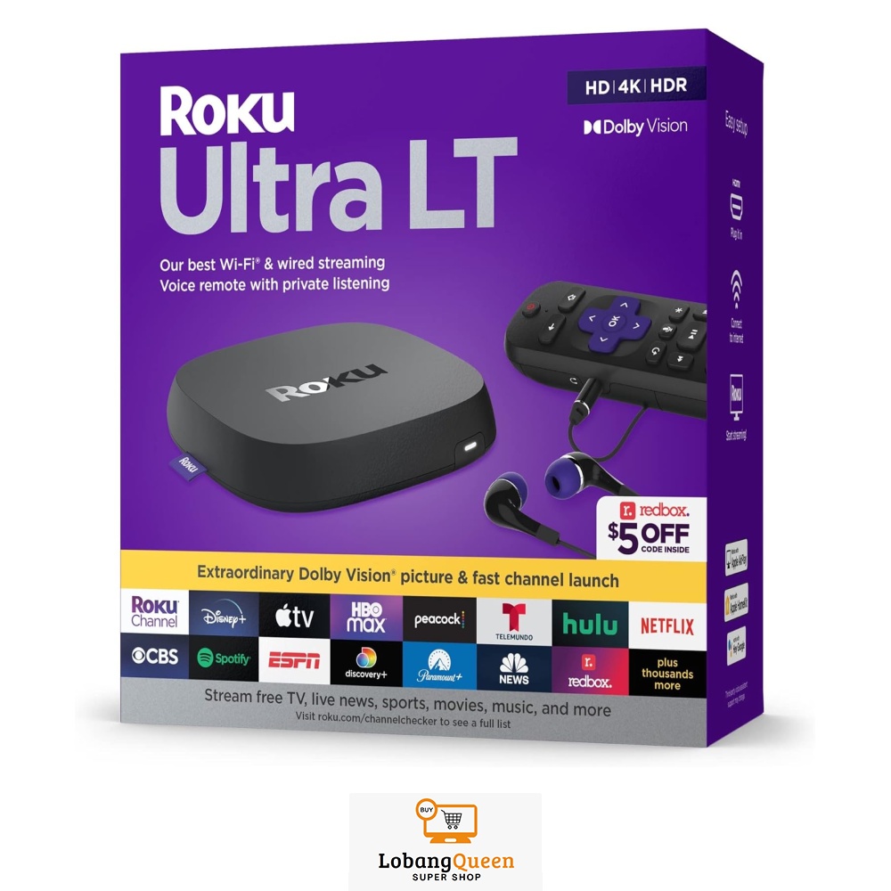 Roku Ultra LT (2023) HD/4K/HDR Dolby Vision Quad-Core Streaming Player ...