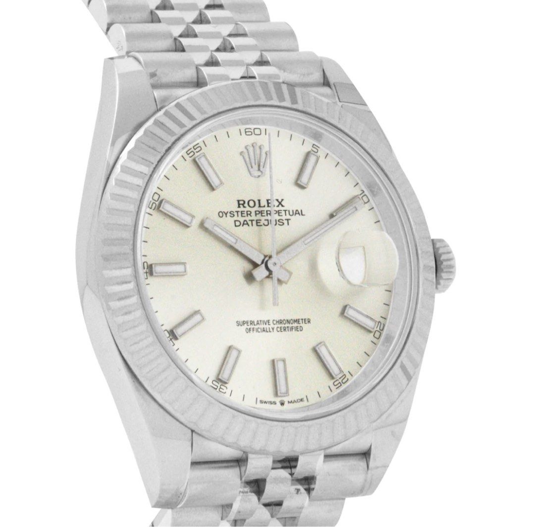 ROLEX 2024 DATEJUST 41 126334 SILVER INDEX JUBILEE, Barang Mewah, Jam ...