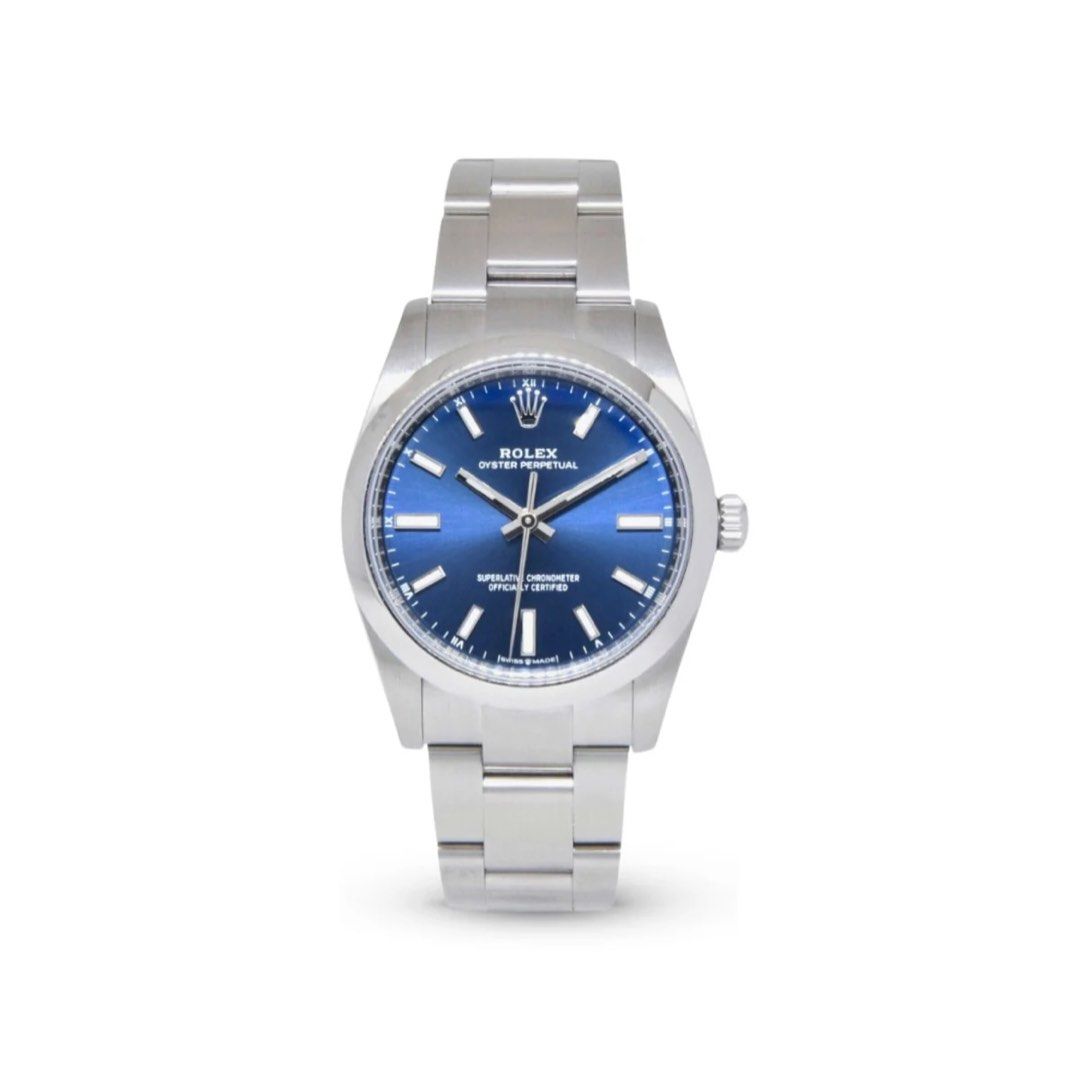 ROLEX 2024 OYSTER PERPETUAL 34 124200 BLUE, Barang Mewah, Jam Tangan di ...