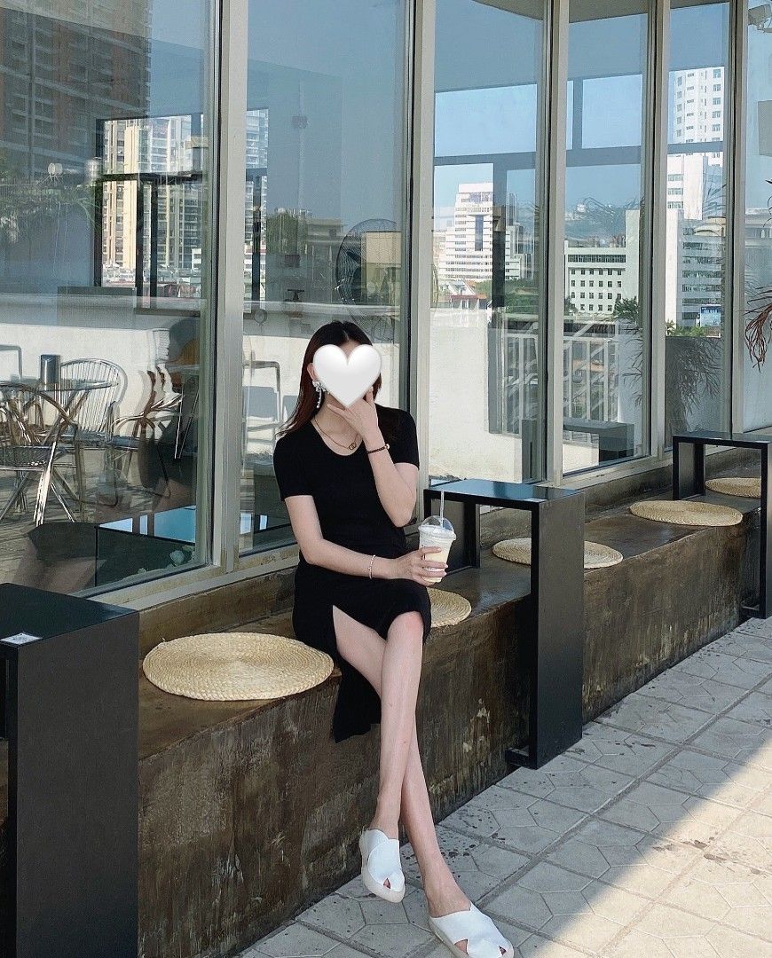 Sexy Black Leg Split Fashion Dress, Women's Fashion, Dresses & Sets ...