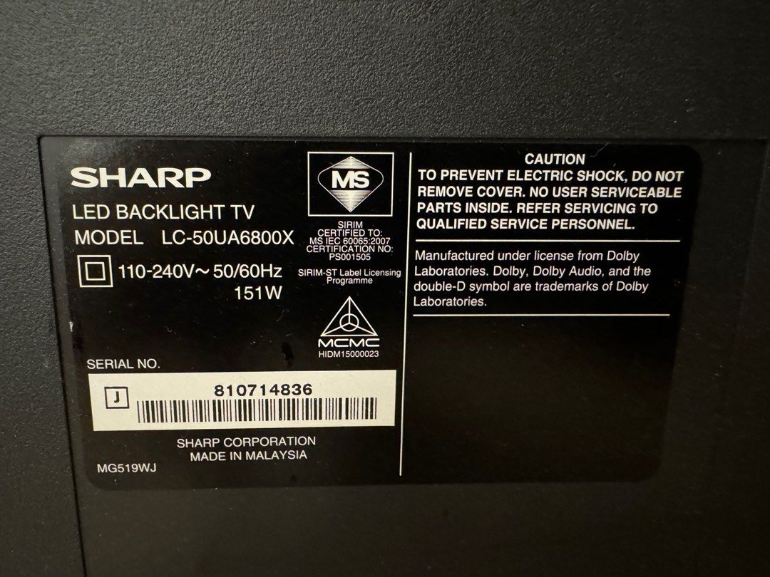 SHARP AQUOS 50” 4K UHD TV, TV & Home Appliances, TV & Entertainment, TV ...