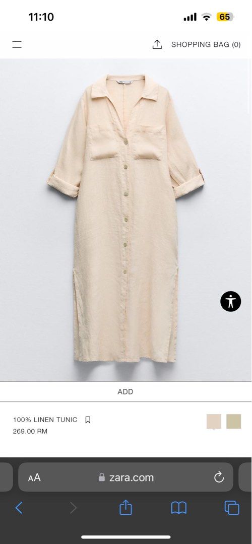Zara 100% Linen Tunic, Women's Fashion, Dresses & Sets, Dresses on ...