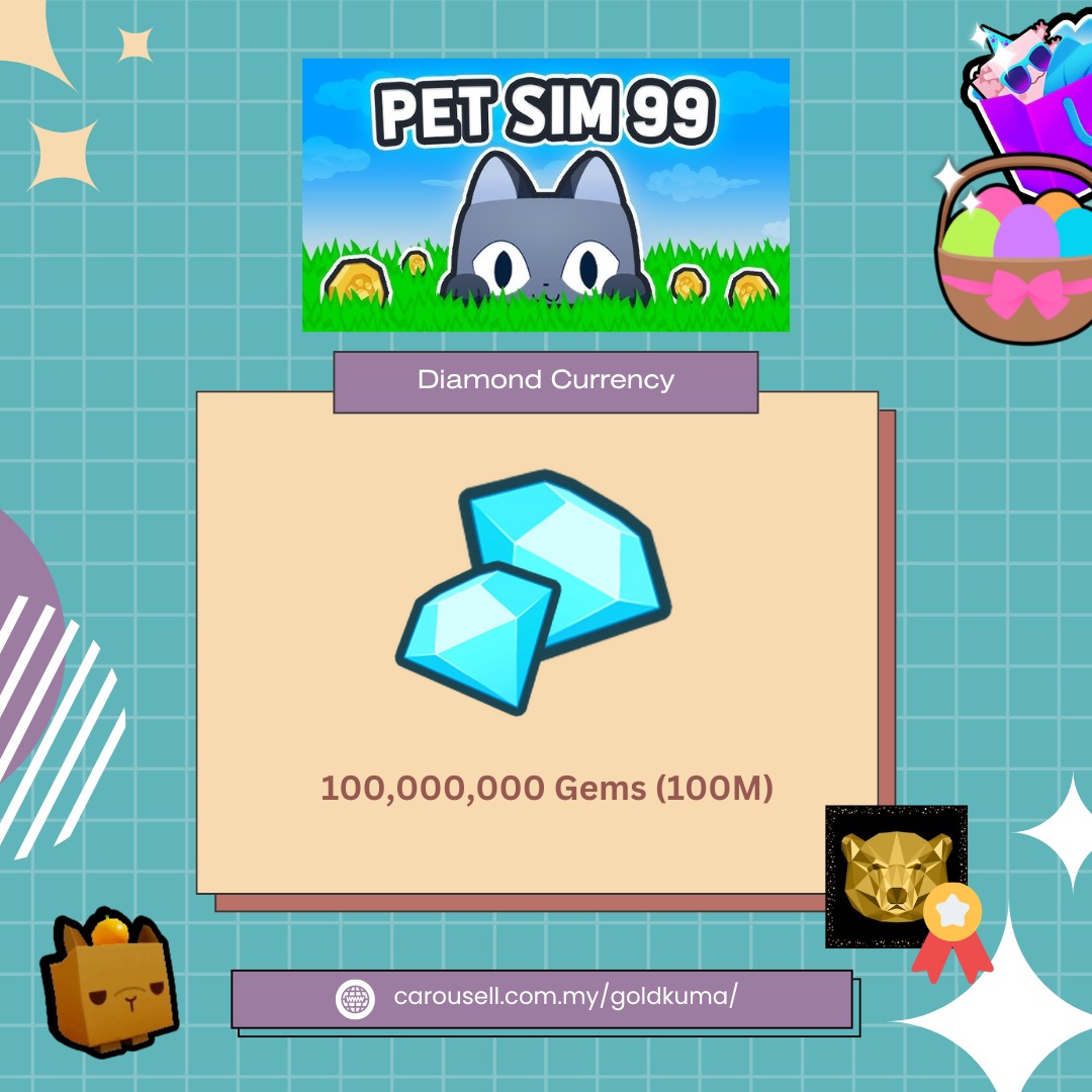 (100M/RM10 | 1B/RM95) Diamond Currency | PS99 | Pet Sim 99 | Pet ...