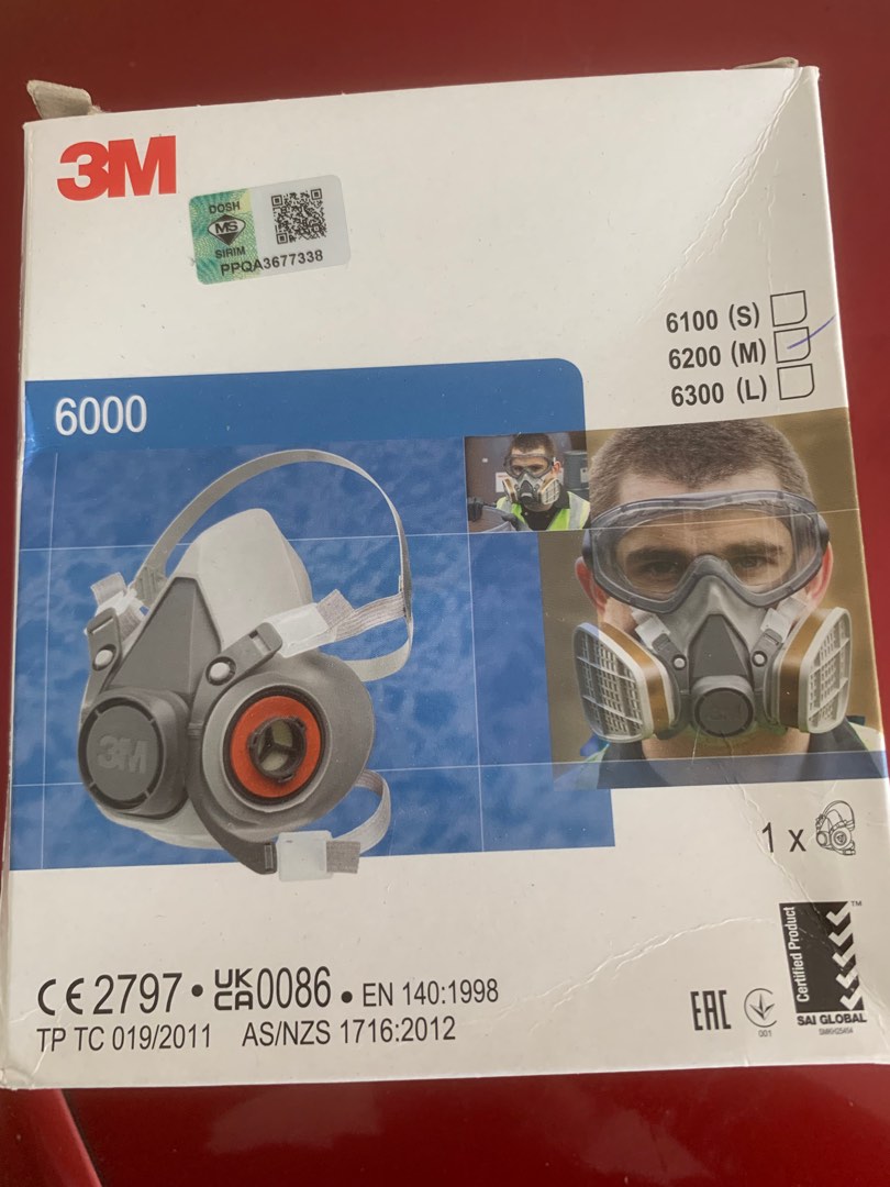 3M 6100 Series Reusable Half Face Respirator c/w 3M 6059 Multi Gas Cartridge, Health & Nutrition ...