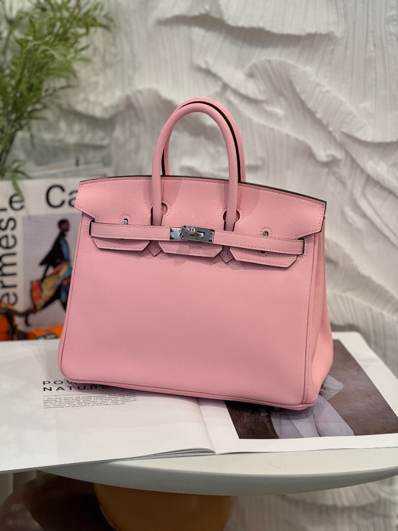 保存品 Birkin25 3Q Rose Sakura 櫻花粉 Jonathan皮 PHW 銀扣, 名牌, 手袋及銀包 - Carousell