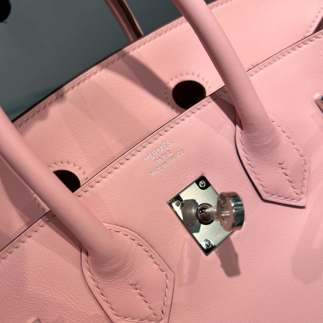 保存品 Birkin25 3Q Rose Sakura 櫻花粉 Jonathan皮 PHW 銀扣, 名牌, 手袋及銀包 - Carousell
