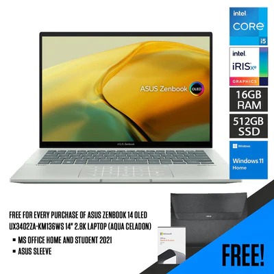 ASUS ZENBOOK 14 OLED UX3402ZA-KM136WS LAPTOP (AQUA CELADON), Computers ...
