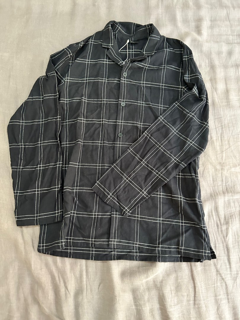 COS Black Checked Flannel Shirt (S), Men's Fashion, Tops & Sets, Formal ...